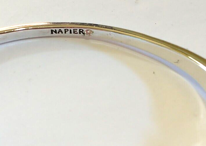 Napier Silver Tone Box Cuff Layering Crystal Silhouette Bracelet New | eBay