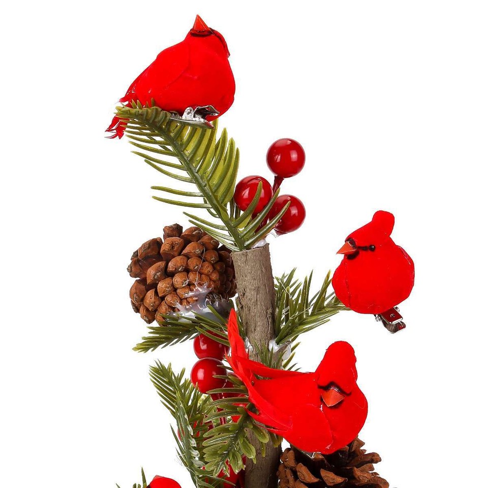 Decorative Red Bird Ornaments Clip-on Red 6Pcs Cardinals Feathered ...
