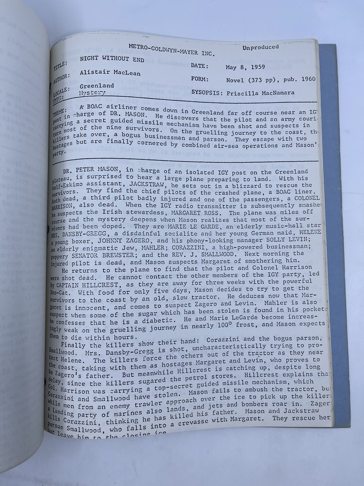 1960s MGM Unproduced Film Properties Story Treatment Catalogue RARE ...