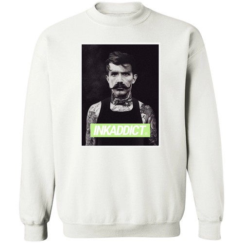 Nouveau Sweat-Shirt Crew Tatoué InkAddict Blanc Petit-2XLarge Édition ...