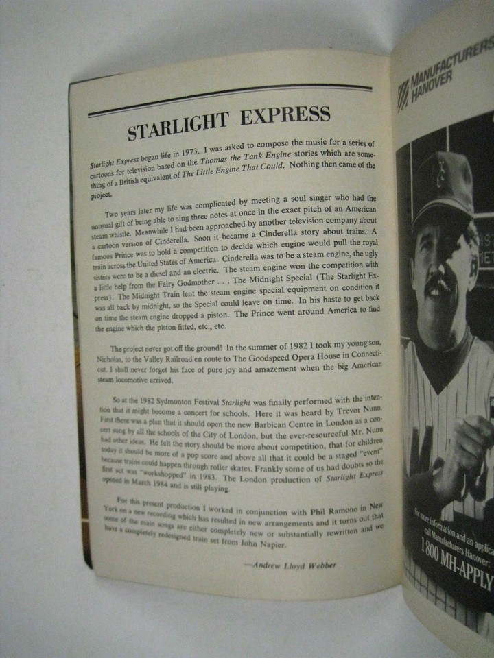 Starlight Express Playbill 1987 Gershwin Theatre Michael Berglund ...