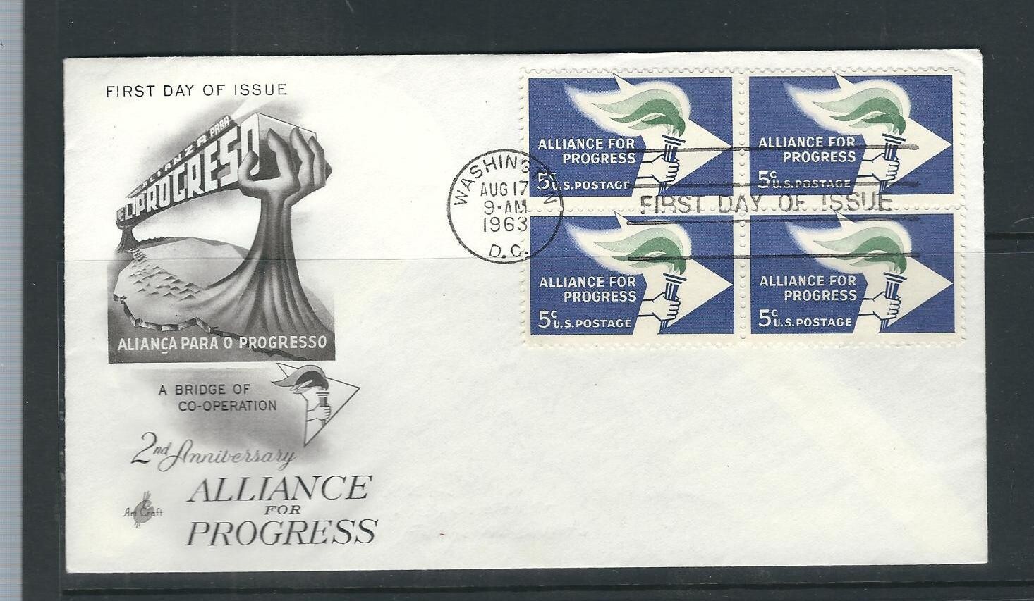 US SC # 1234 Alliance For Progress FDC . Block 4 . Artcraft Cachet | eBay