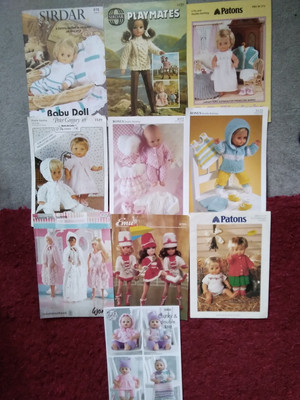 Ten Dolls Clothes Knitting Patterns & Books includes Barbie & Baby ...