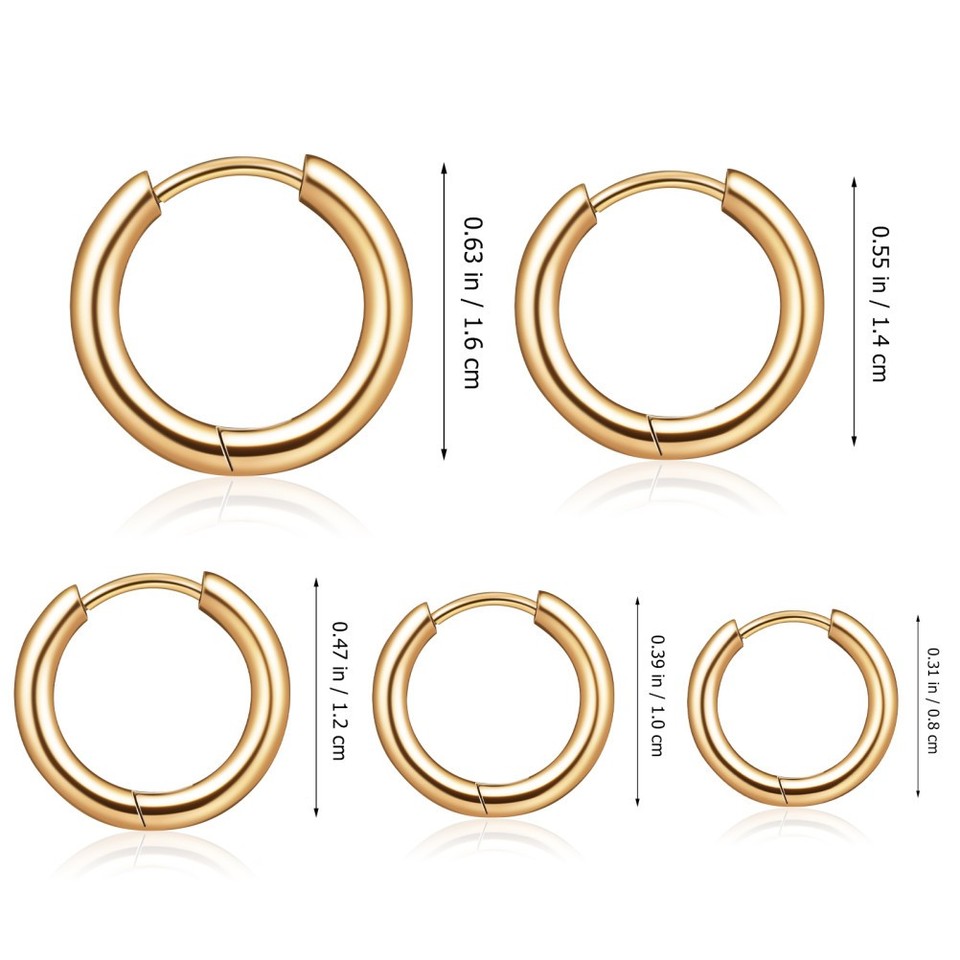 15 Pairs Hoop Earrings Men Titanium Steel Cartilage Huggie Piercings ...