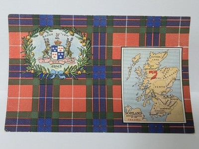 Vintage Fraser Clan Tartan Postcard Scotland Map & Coat of Arms W&A.K ...