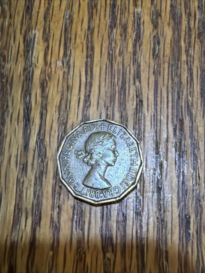 Great Britain 1953 3p Three Pence Nickel-Brass Coin Queen Elizabeth II ...