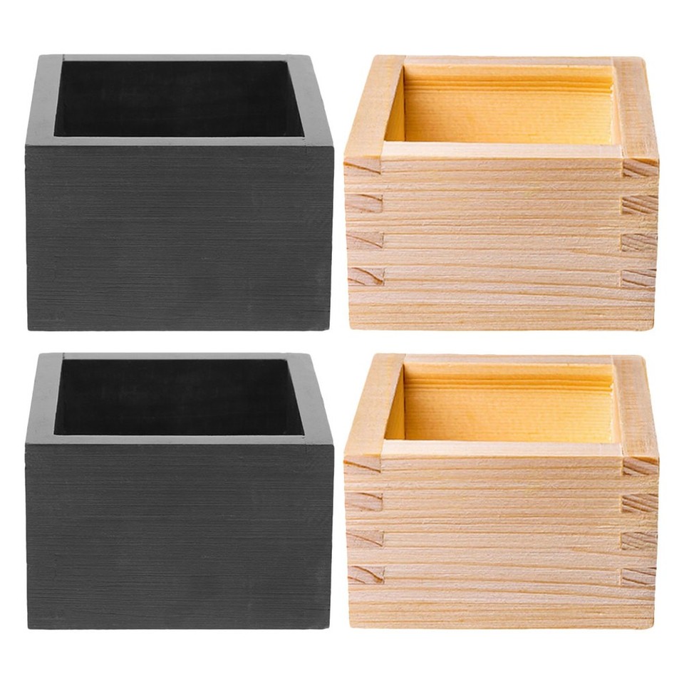 4pcs Wooden Sake Box: Sake Cup Container - Restaurant Japanese Masu Cup ...