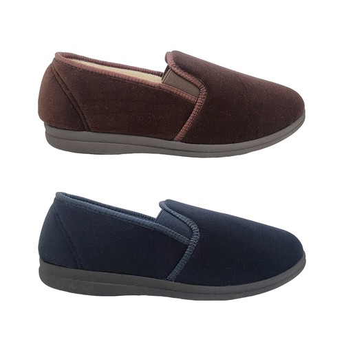 Mens Slippers Grosby Percy Slippers Classic Slip on Elastic Velour ...