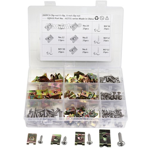 200pcs Assorted Spire Speed Clip U Nuts Self Tapping Screws Car Body ...