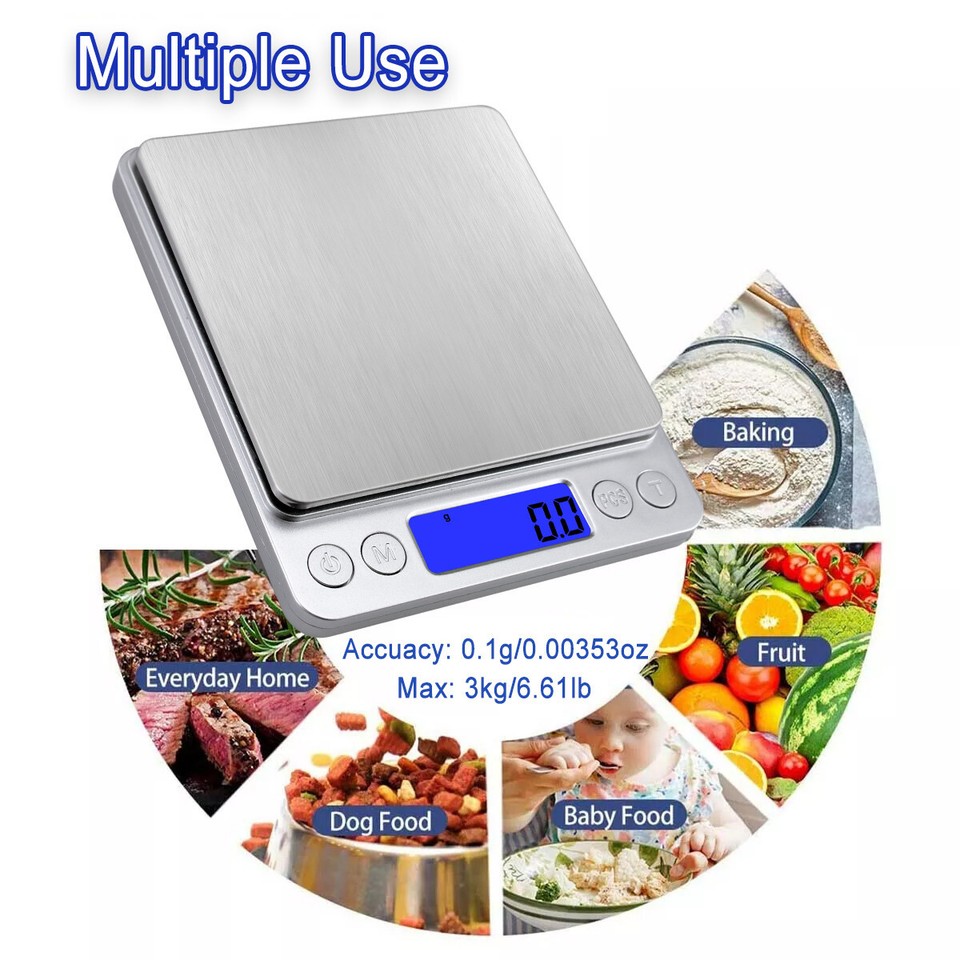 3KG Food Kitchen Scale, Digital Grams & Ounces for Weight Loss, Baking ...