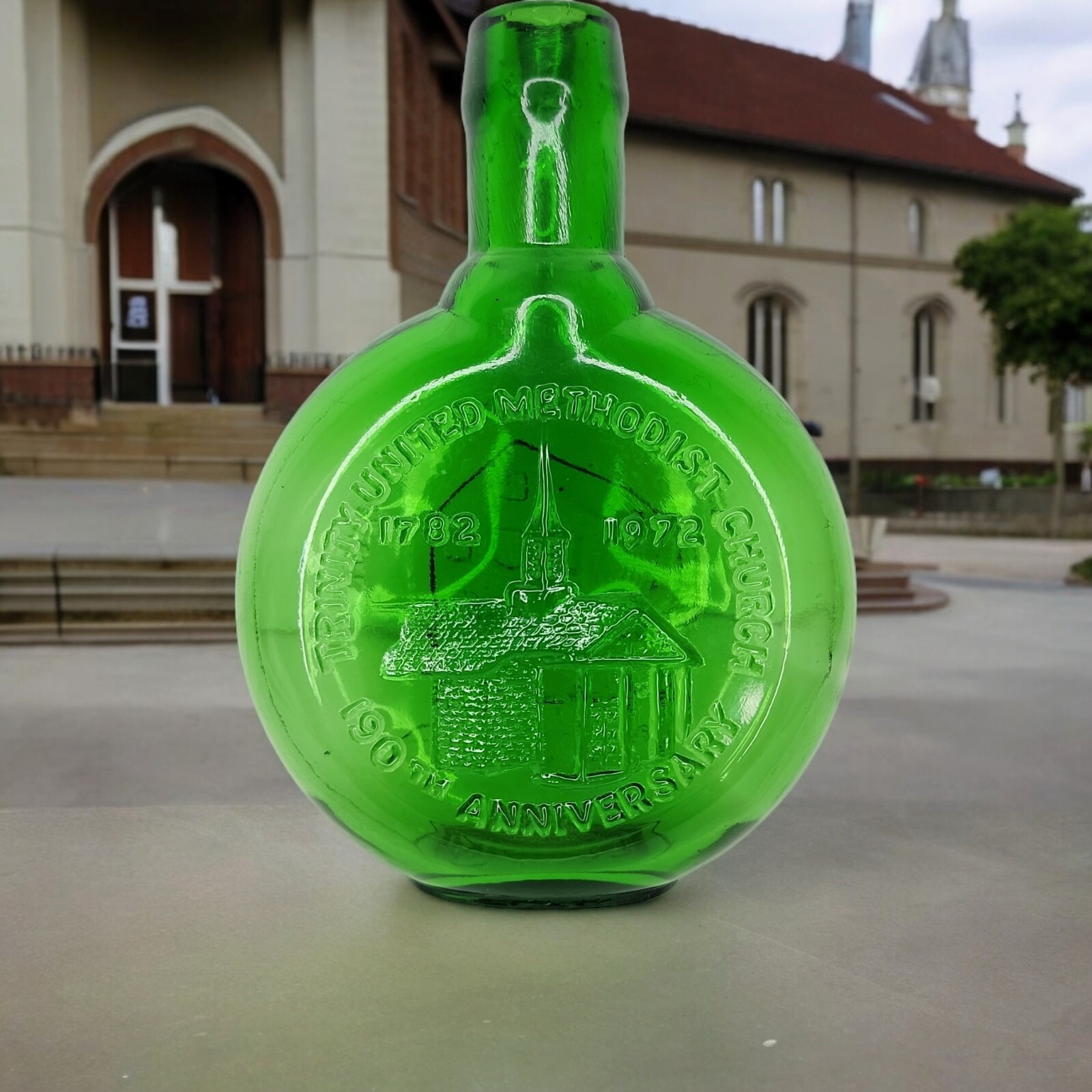 Clevenger Brothers Vintage Hand Blown Green Bottle Trinity Methodist ...