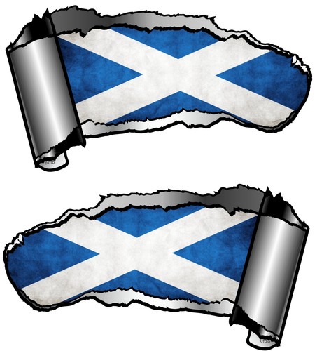 Small Pair Ripped Open Metal GASH Scotland Scottish Saltire Flag Car ...