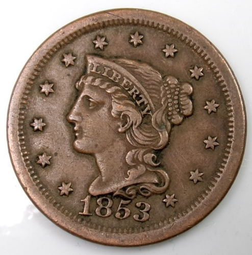 1853 United States Braided Hair Large Cent 1C Coin FREE SHIPPING! | eBay