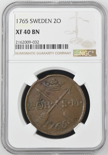 1765 SWEDEN 2O NGC XF 40 BN Certified Coin | eBay
