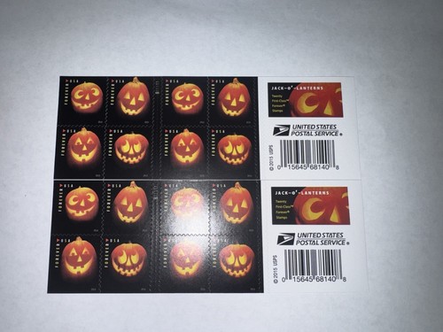2016 USPS SHEET OF 20 FIRST CLASS LETTER STAMPS HALLOWEEN JACK-O ...