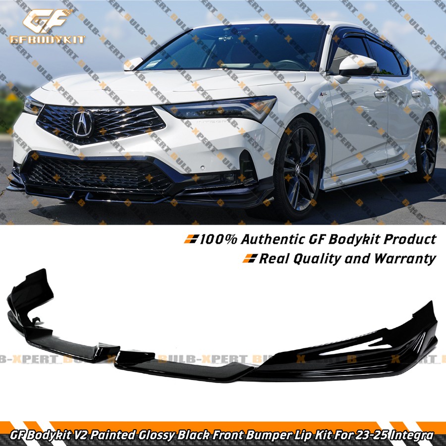 For 23-26 Acura Integra DE4 GF Bodykit V2 Gloss Black Front Bumper Lip ...