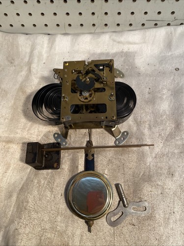 Vintage Cuckoo Clock Movement LUX Clock MFG Co Pendulum Chime Bar Key ...