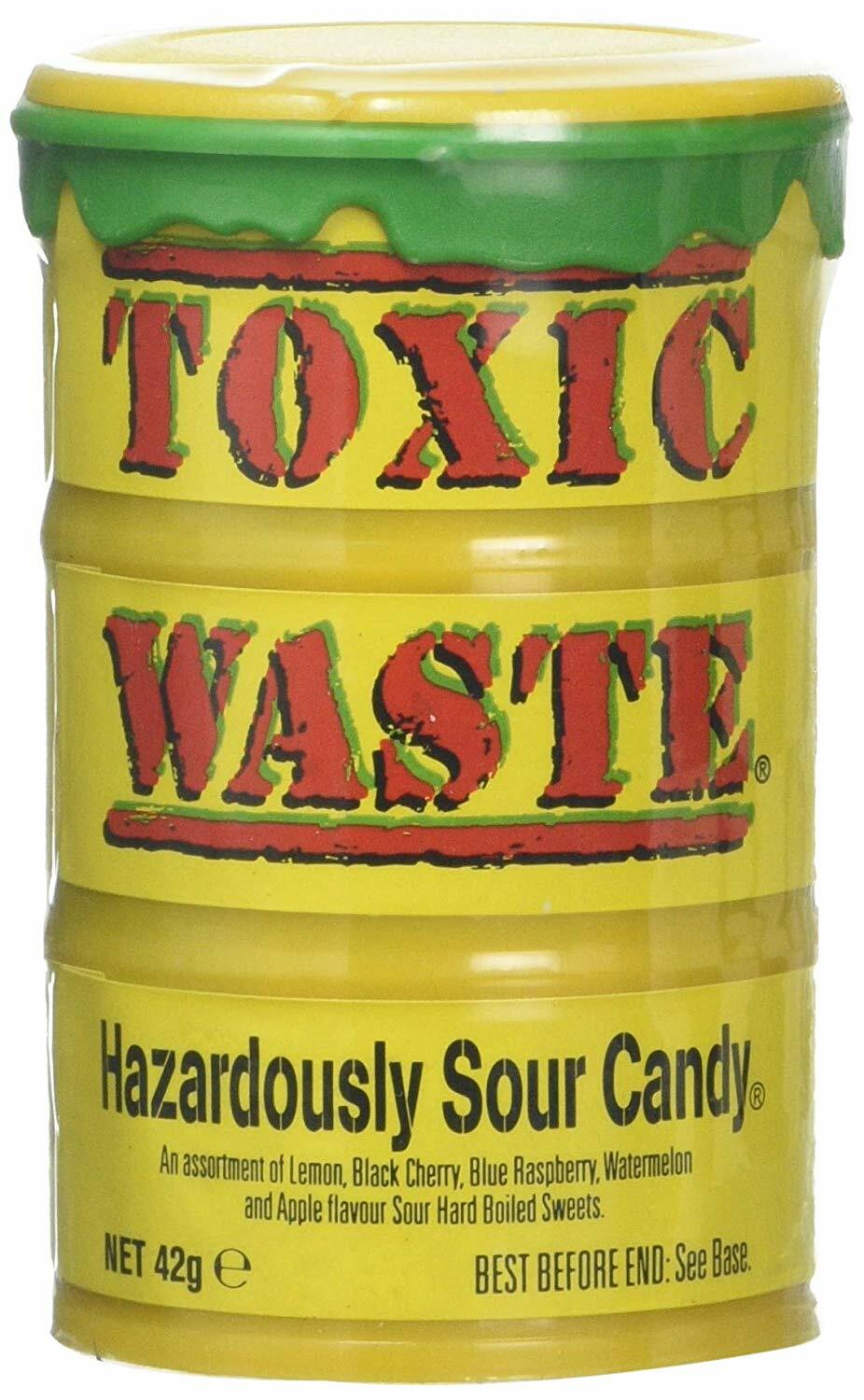 3x Toxic Waste Yellow Drum Candy Hazardously Sour Candy Hard Boiled ...