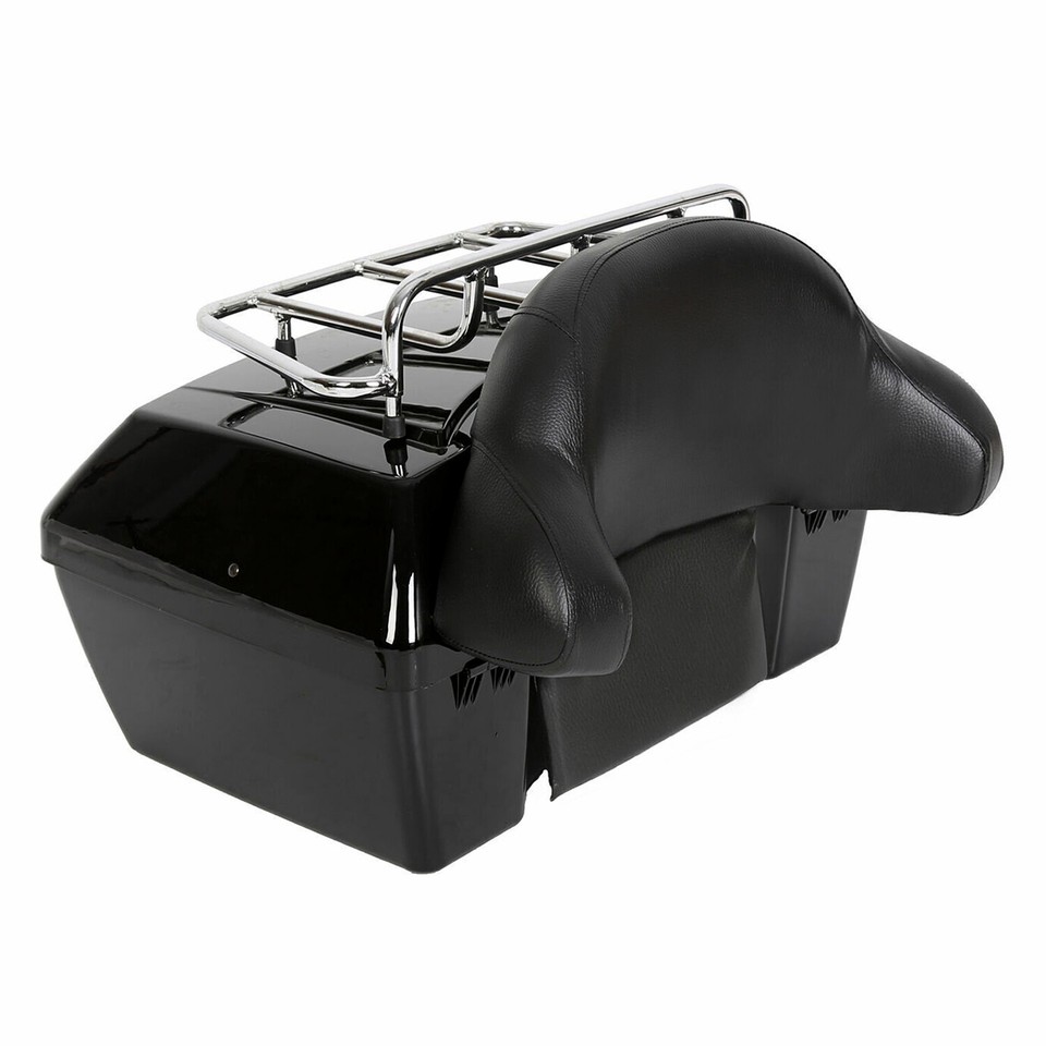 Black Motorcycle Trunk Tail Box Luggage Case top rack For Honda Harley ...