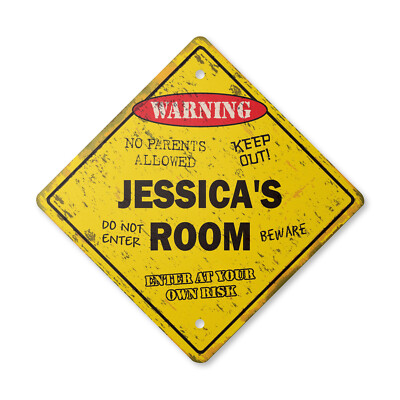 Jessicas Room Plastic Sign Vintage Crossing Xing kids bedroom door ...
