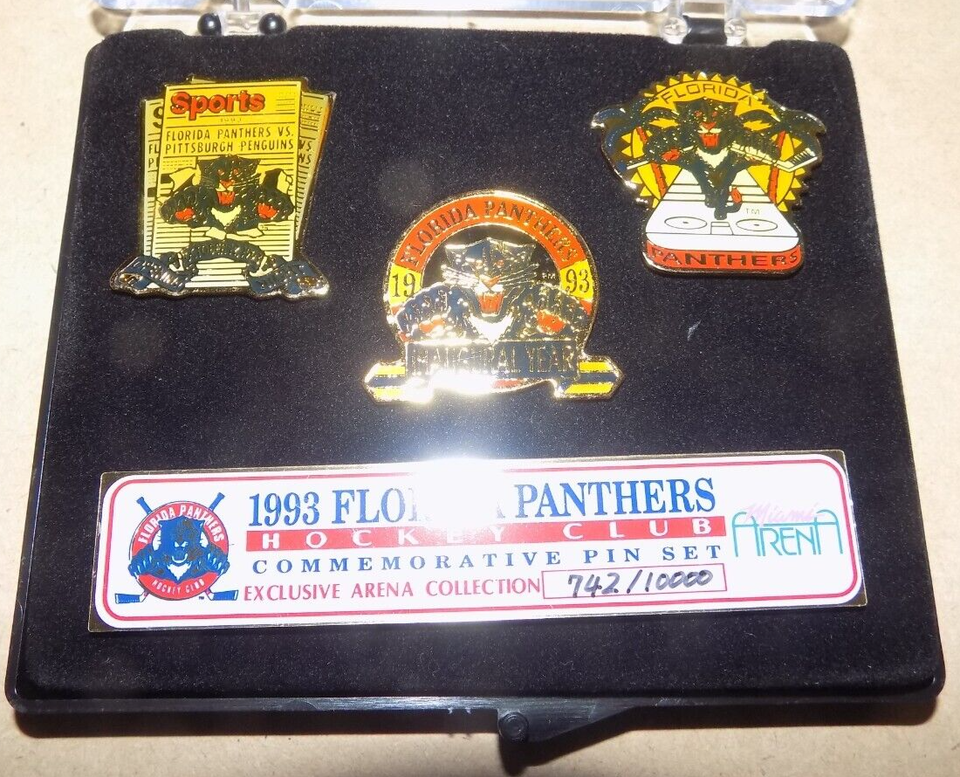 1993 Florida Panthers #742/10,000 Commemorative Pin Set in Plastic Case ...
