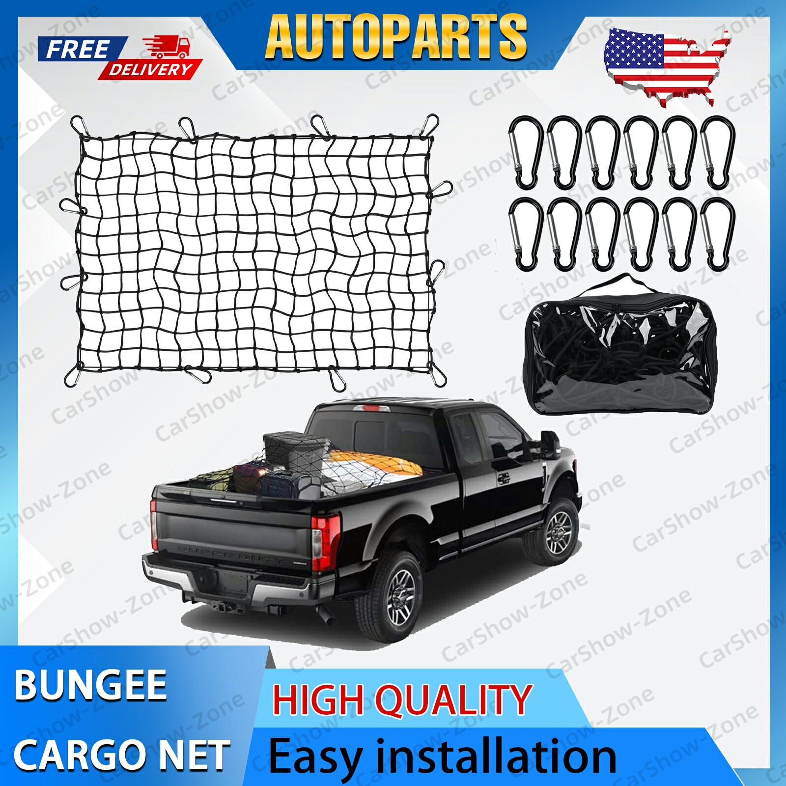 4*6 Roof Rack Cargo Net&Mesh Bungee Net Stretches to 8*12 fit Rooftop ...