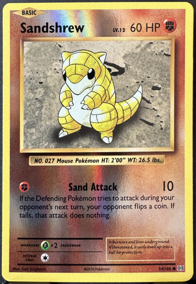 Sandshrew 54/108 - Common Reverse Holo - XY Evolutions - Pokemon TCG | eBay