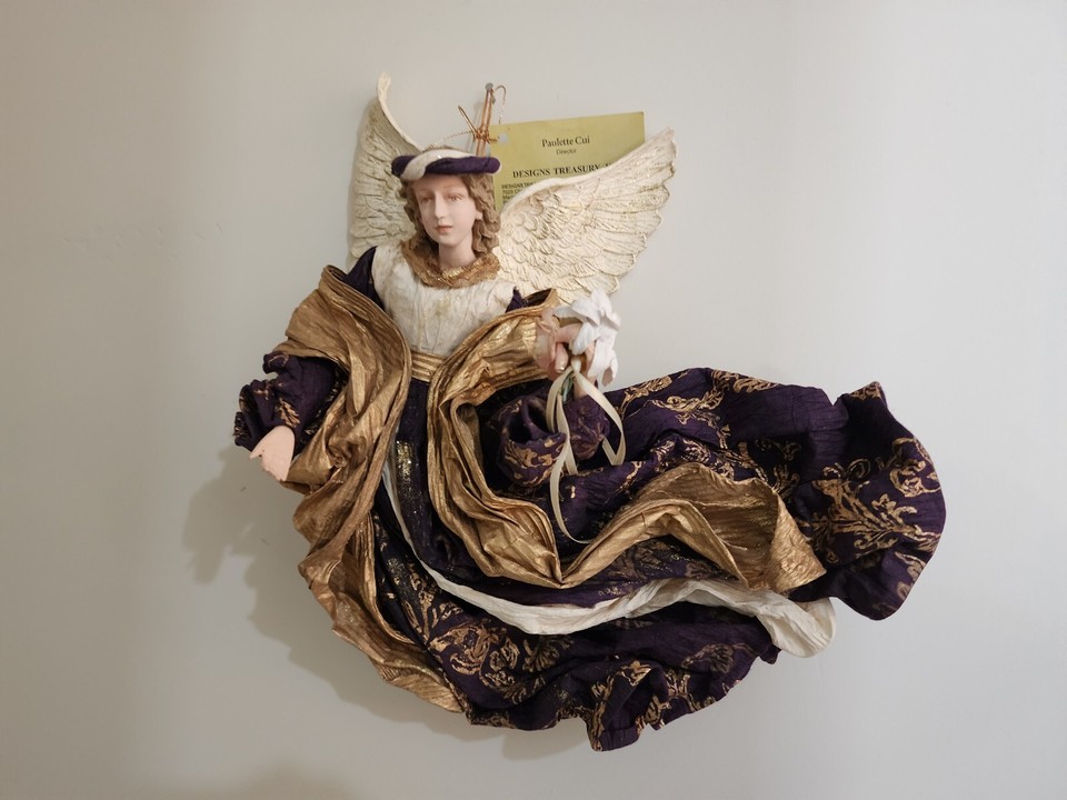 NEW MWT Nativity Christmas Angel 15" Hand-Painted Purple Gold, Guardian ...