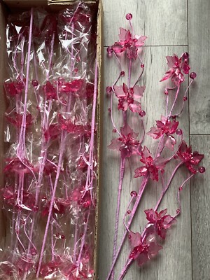 12x55cm Crystal Flower Stems Pink Home Decor Wedding Craft Artificial ...