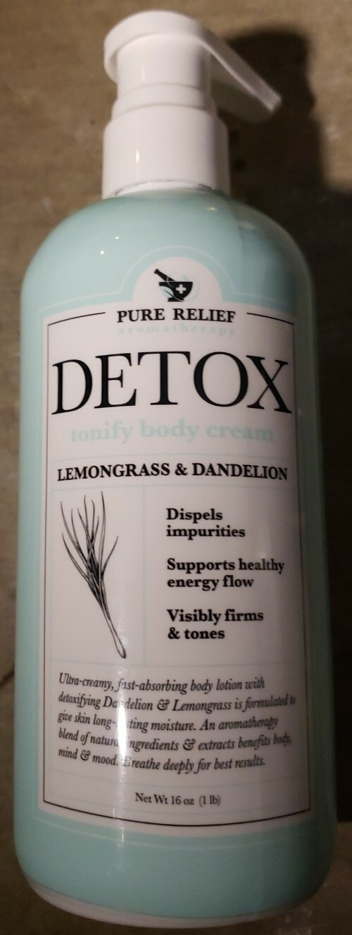 Pure Relief Aromatherapy DETOX Tonify Body Cream Lemongrass & Dandelion ...