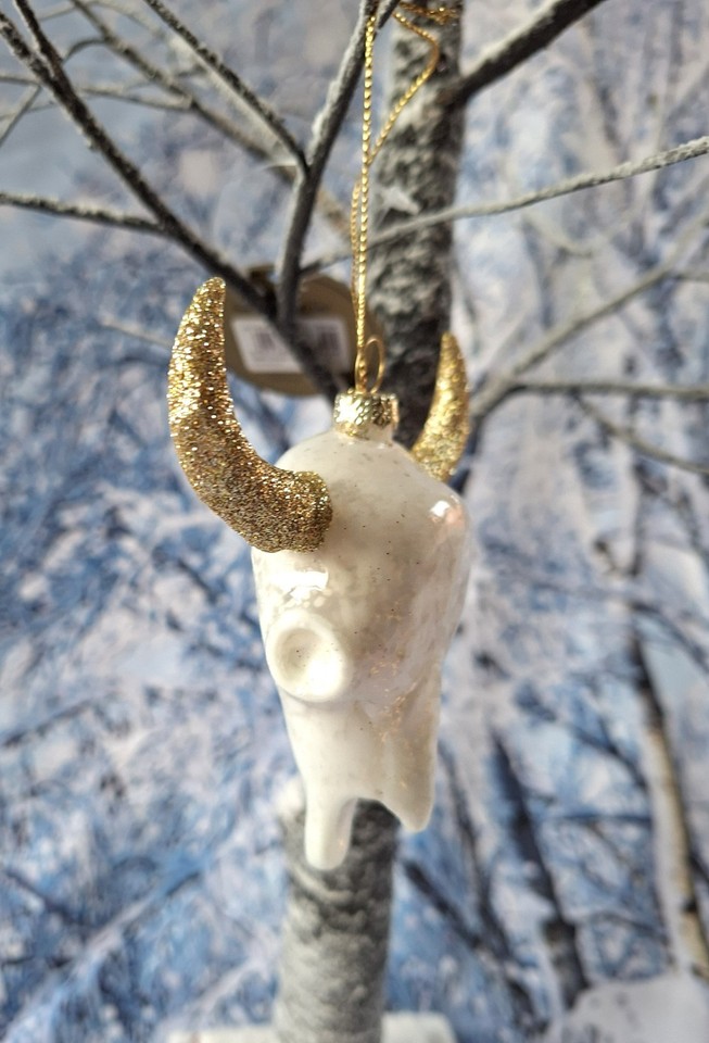 SASS & BELLE CHRISTMAS HANGING TREE DECORATION CATTLE SKULL GOTHIC ...