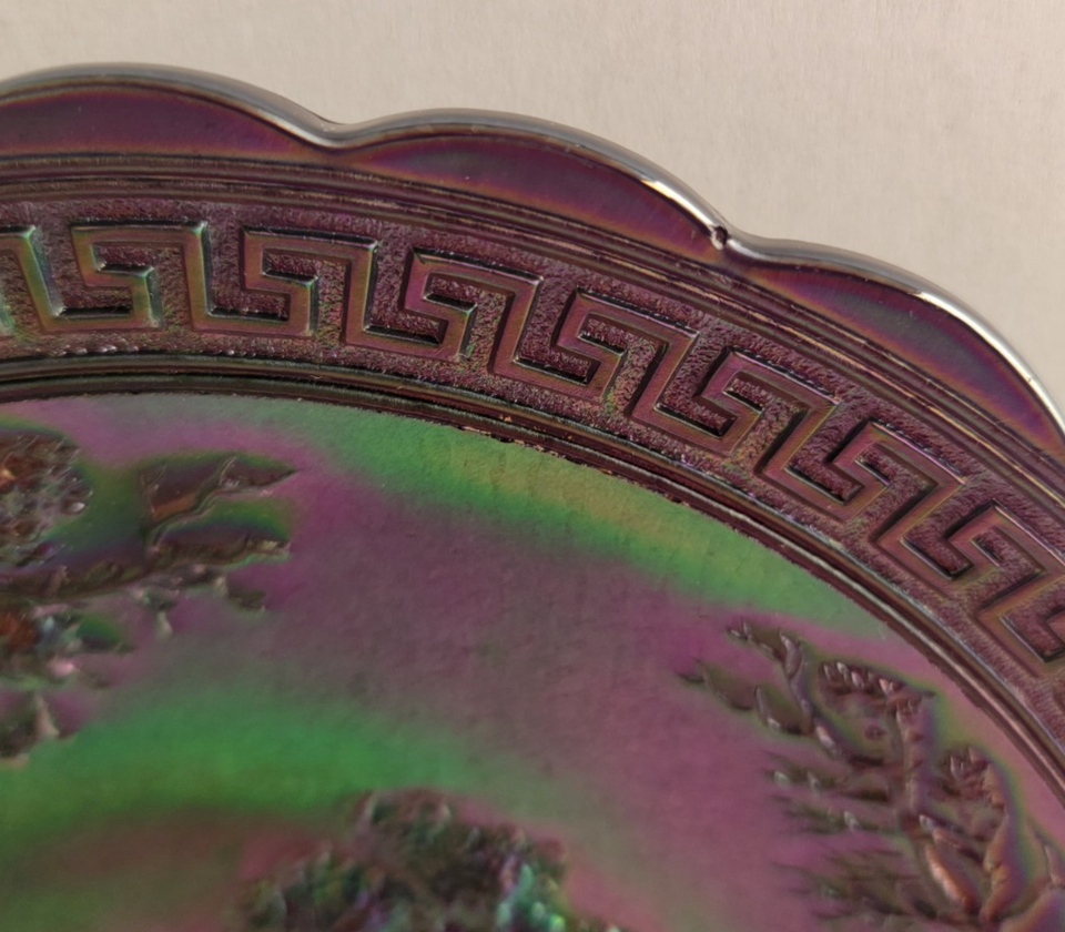 IMPERIAL CARNIVAL GLASS HOMESTEAD ANTIQUE PLATE SIGNED NUART PURPLE 10 1/4" | eBay