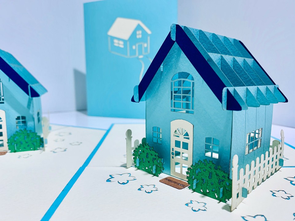 Origami Pop Cards Blue House Perfect for Housewarming Pop Up Greeting ...