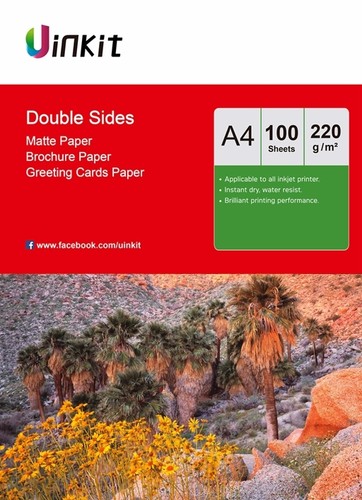 A4 Double Sides Matte Photo Paper Inkjet Laser Jet Printer 220Gsm - 100 ...