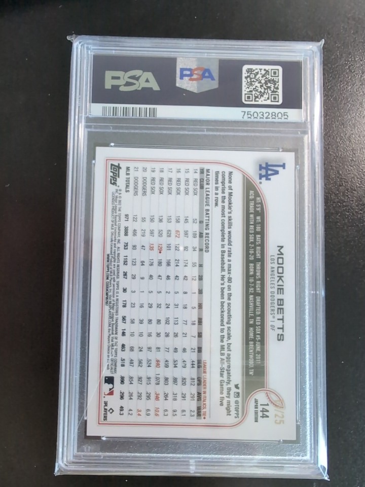 2022 Topps Japan Edition 153 GOLD /25 Mookie Betts *PSA 10 GEM MT | eBay