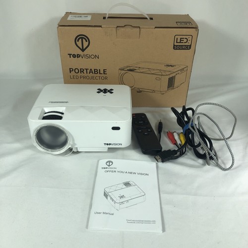 TopVision T21 Portable LED Projector-White-Missing Power Cable- Gently ...