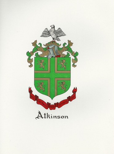 Great Coat of Arms/Family Crest Atkinson genealogy, would look great ...