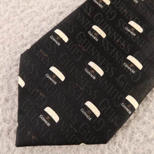 Guinness Tie Black Beer Logo All Over by Night 100% Silk 3.75" | eBay