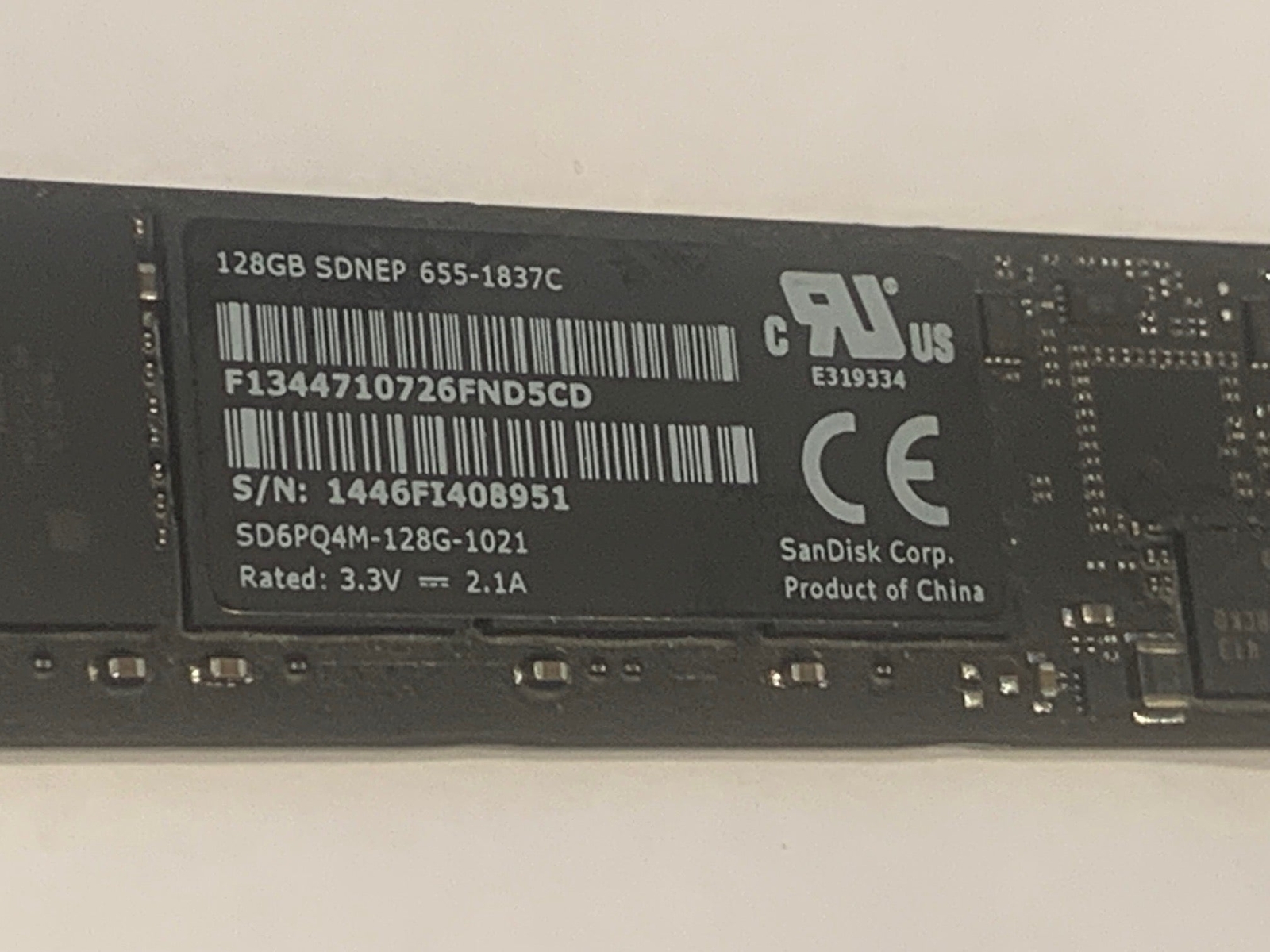 Genuine Apple MacBook Air A1466 2013 SSD SDNEP 128gb SanDisk 655-1837c ...