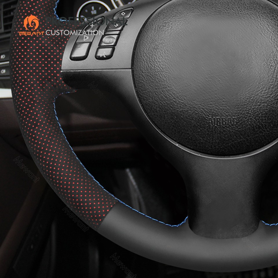 MEWANT Echtes Leder Mesh Alcantara Lenkradbezug für BMW E46 330i E39 M3 ...
