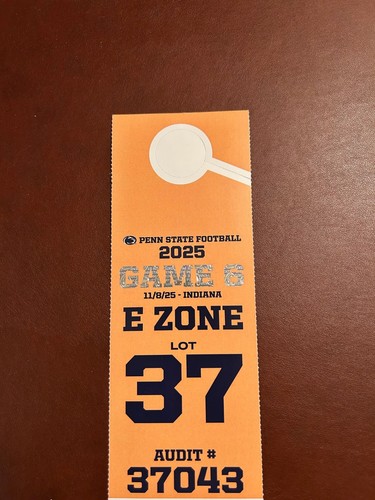 Penn State vs Indiana - Lot 37 Parking Pass - EZ In and Out 11/8/25 PSU ...