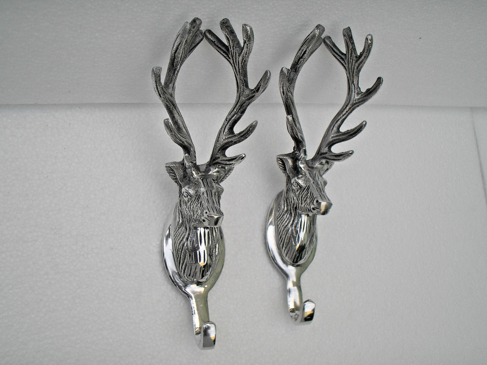 Metal Deer Head Coat Hook Lot of 4 Wall Mount Stag Hooks Figurine fxx* | eBay