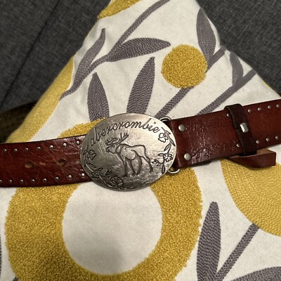 Vintage Abercrombie & Fitch Moose Belt Buckle & Stud/Tooled Leather ...