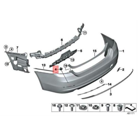 NEW BMW 4 COUPE F32 LCI REAR BUMPER PDC HOLDER BRACKET KIT 51127496135 ...