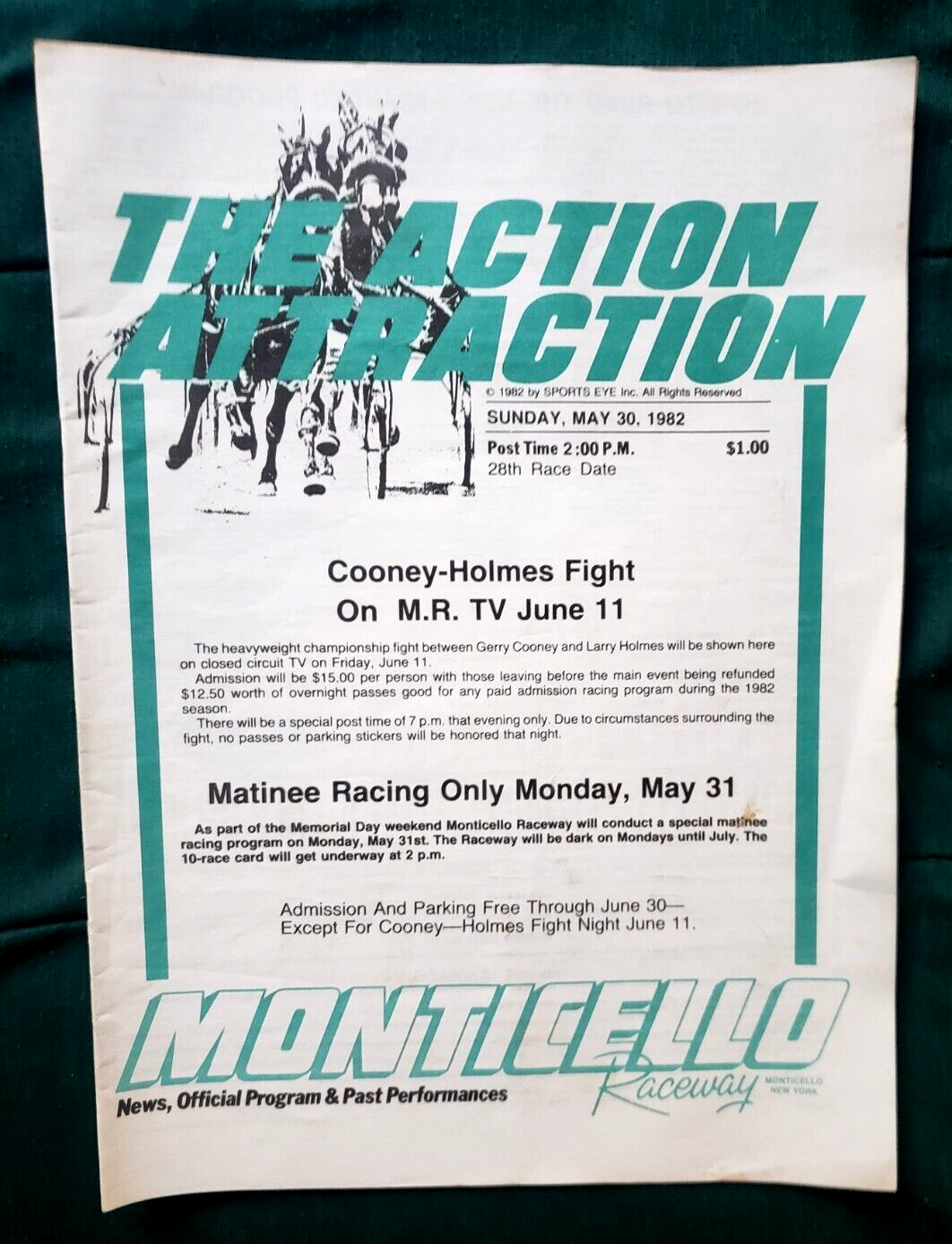 Monticello Raceway Official Program - harness racing - May 31, 1982 | eBay