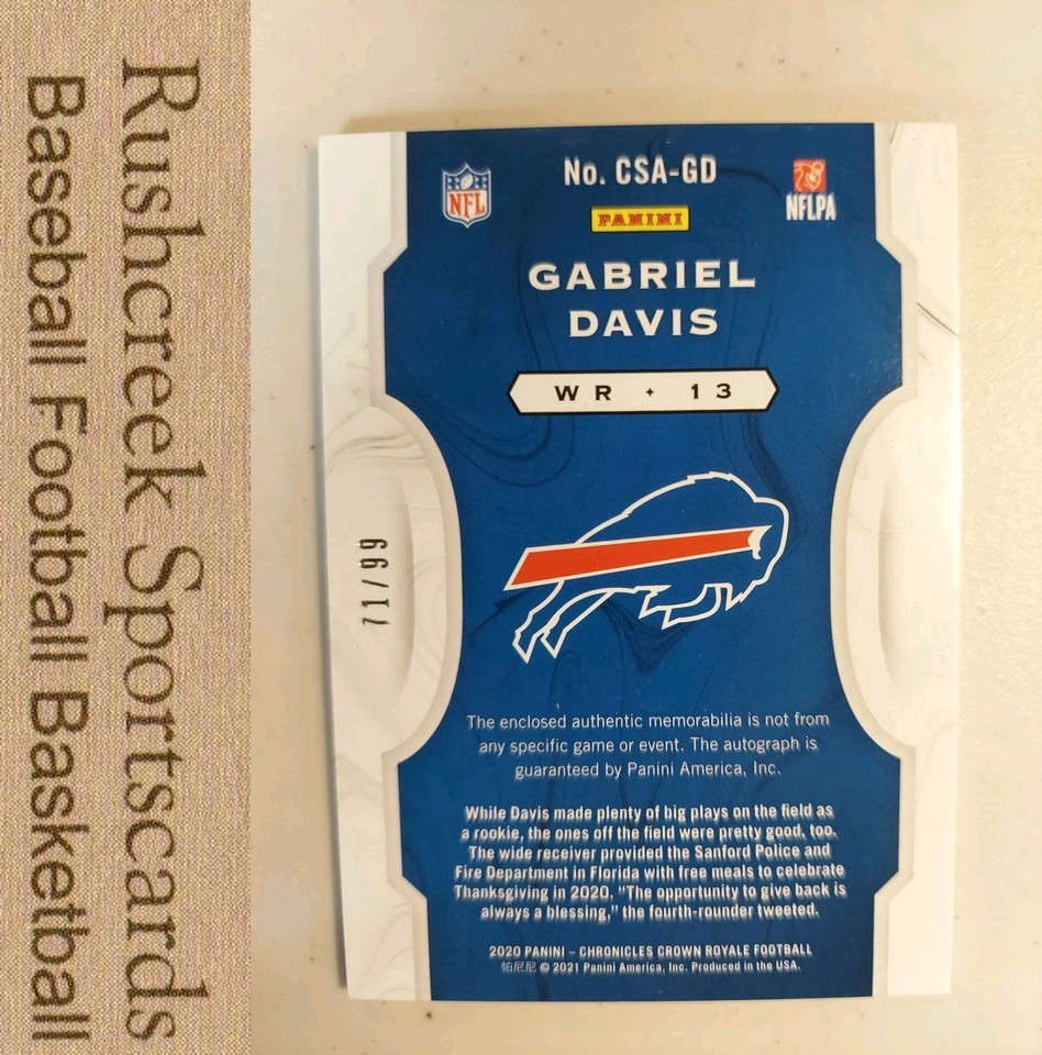 2020 Panini Chronicles #CSA-GD Gabriel Davis /99 Crown Royale ...