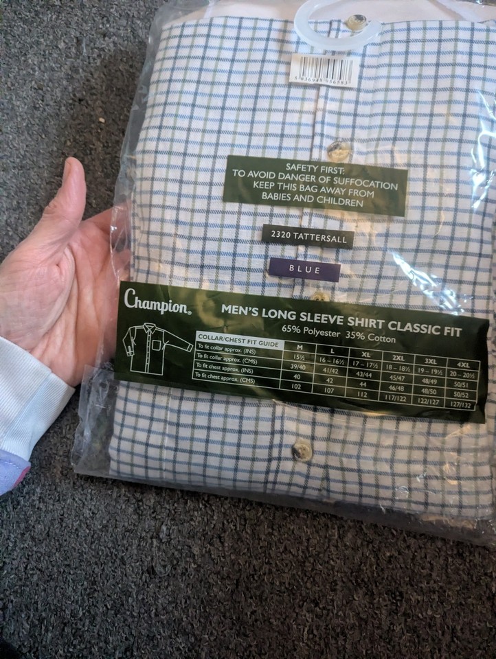 CHAMPION TATTERSALL CHECK SHIRT XL / 17-17.5 INCH COLLAR BRAND NEW ...