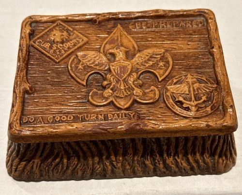 Vtg 1946 Boy Scout Multi-Purpose Trinket Box Cub Scouts Dish 4”x3.75 ...