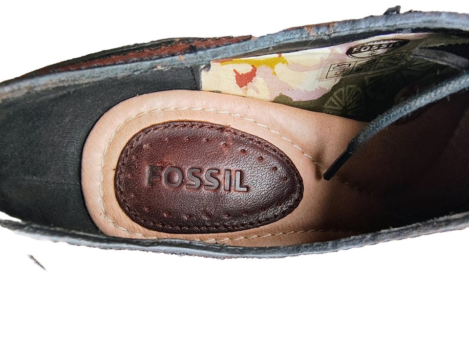 FOSSIL Brown Leather Wingtip Oxfords Heels Shoes Sz 9.5 Lace Up Classic ...