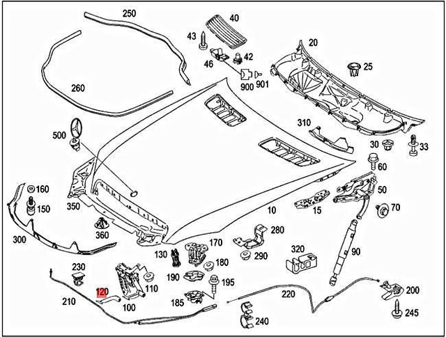MERCEDES Mercedes-Benz OEM S550 Hood-latch Lock Release Handle Lever ...